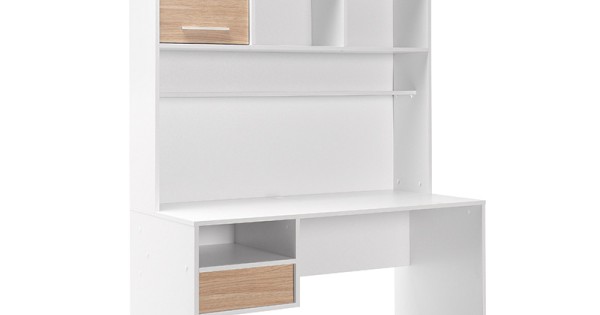 Γραφείο-ραφιέρα Mavis pakoworld λευκό-φυσικό 120x60x202εκ - Myfurniture ...